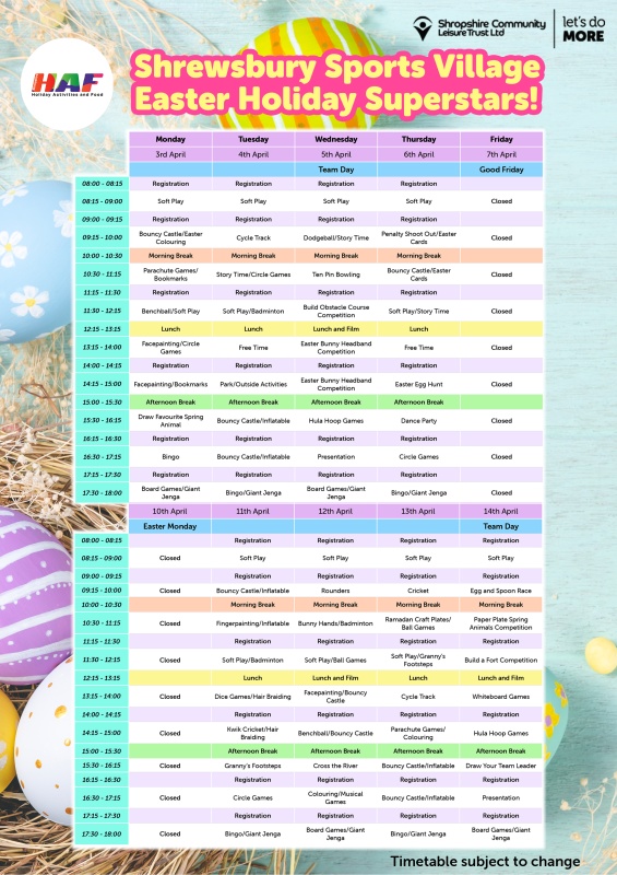 Easter/Spring HAF programme – Bicton Primary School & Nursery