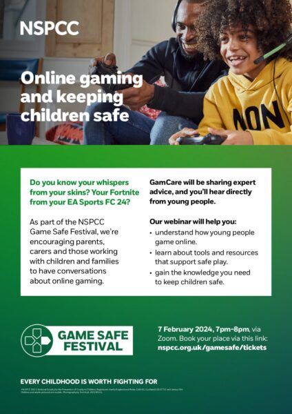 FREE NSPCC online workshop for parents and carers about keeping children safe when gaming ...