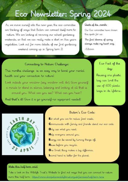 Eco Committee Spring Newsletter – Bicton Primary School & Nursery